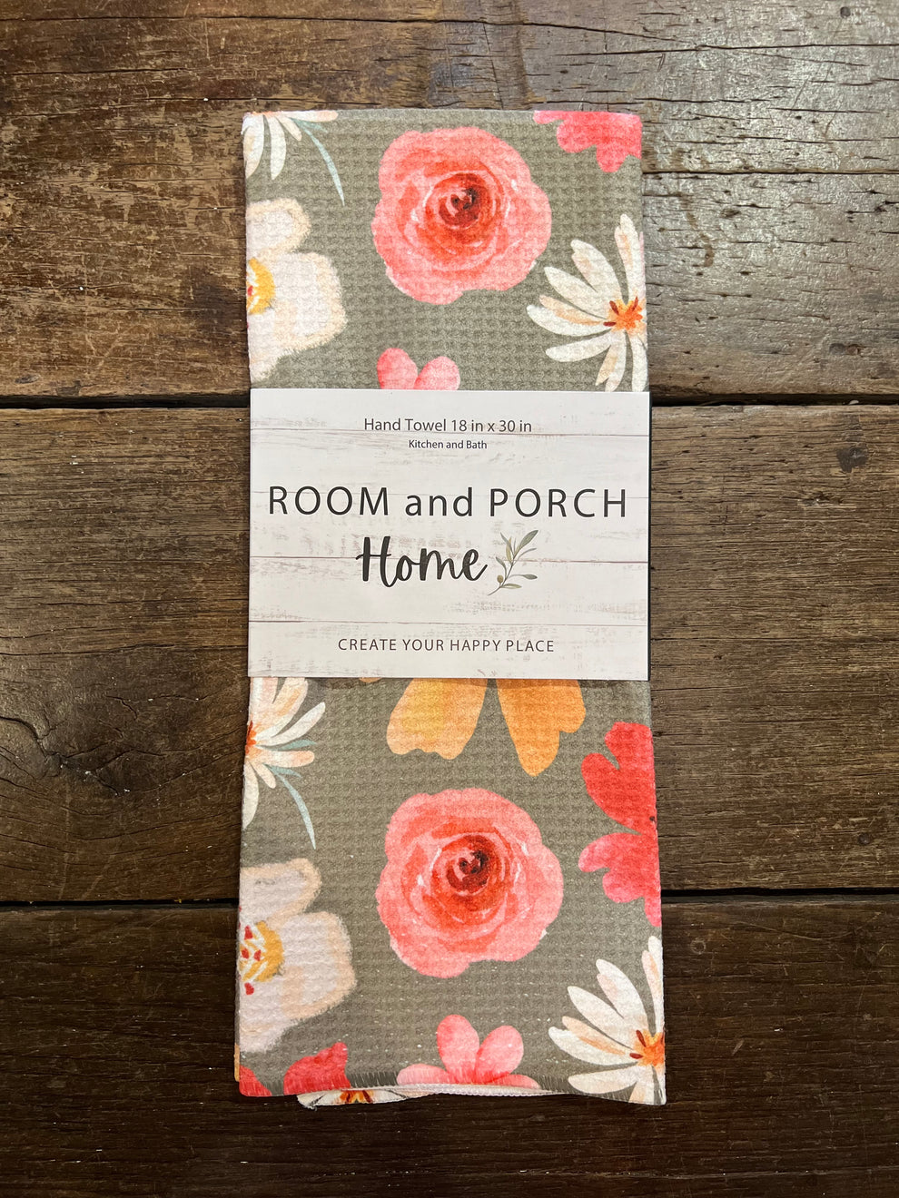 Happy Flowers - Hand Towel (Olive) – Room and Porch